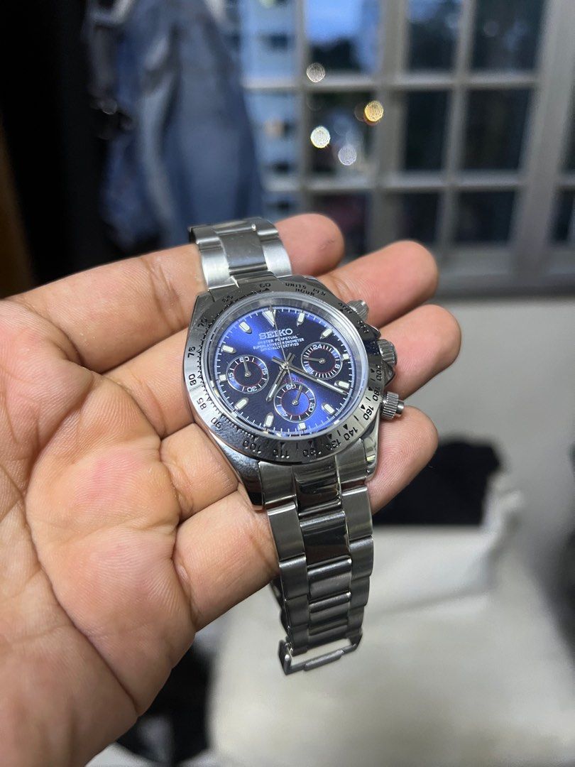 Seiko Daytona Mod Racing blue dial, Men's Fashion, Watches ...