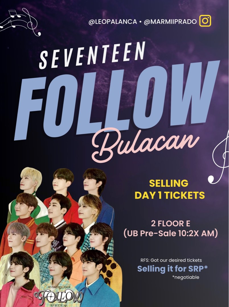 Seventeen Follow Bulacan Day 1 Tickets, Tickets & Vouchers, Event Tickets on Carousell