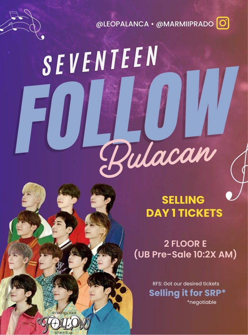 Seventeen Follow Bulacan Day 1 Tickets, Tickets & Vouchers, Event Tickets on Carousell