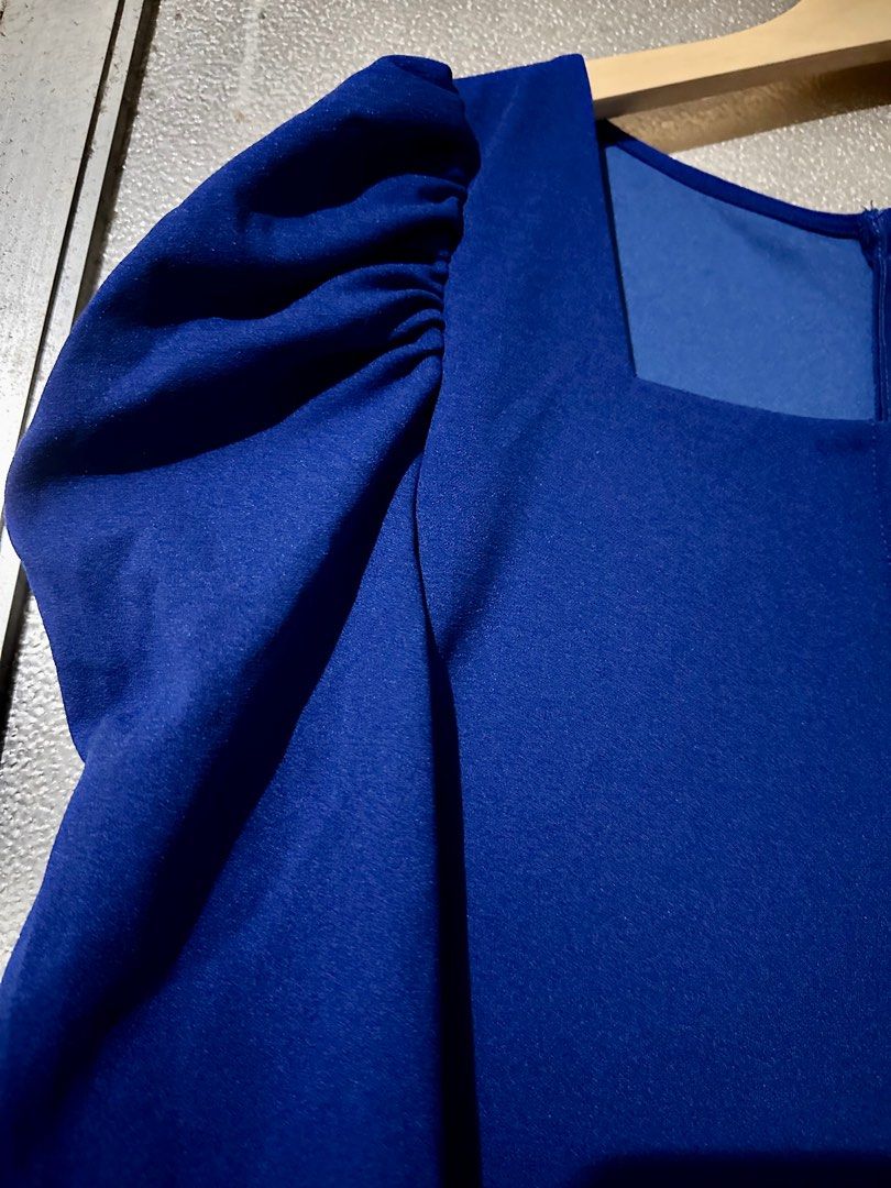 Shein Royal Blue Puff Sleeves Mermaid hem dress for events amd parties ...