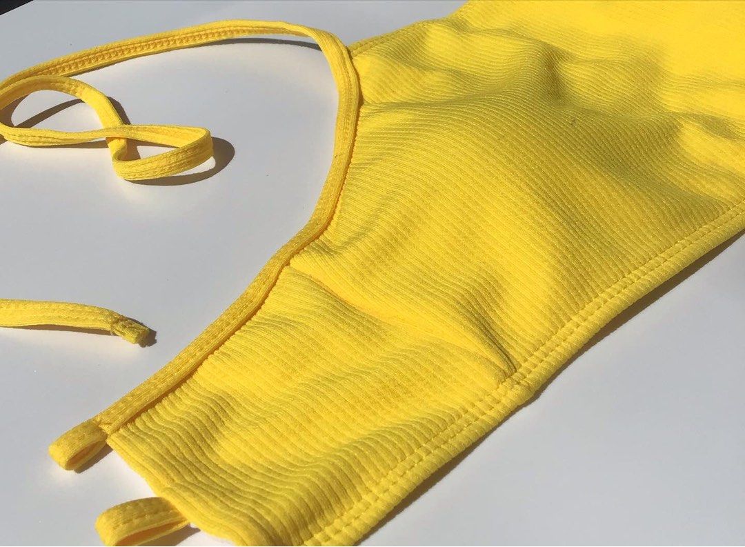 Shein Yellow Bikini, Women's Fashion, Swimwear, Bikinis & Swimsuits on ...