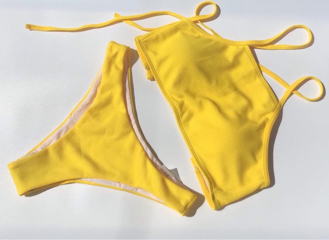 Shein Yellow Bikini, Women's Fashion, Swimwear, Bikinis & Swimsuits on ...