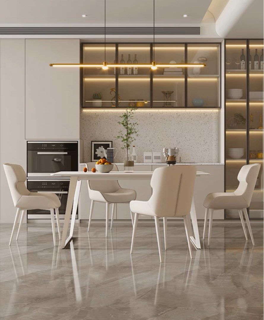 SHINI Modern Minimalist Dining Table and Chair, Furniture & Home Living ...