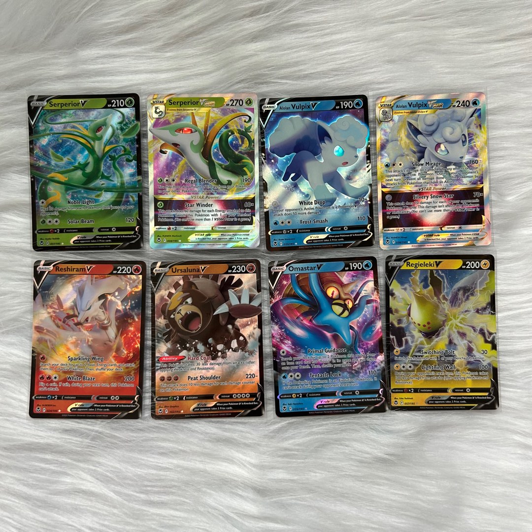 Silver Tempest V and Vstar Cards Serperior Alolan Vulpix Reshiram ...