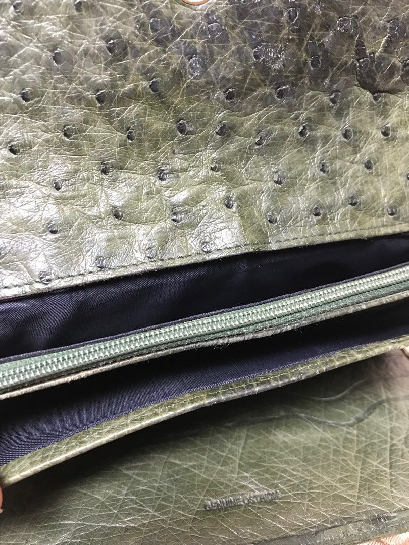 South African Genuine Ostrich Leather Long Wallet Trifold Clutch ...