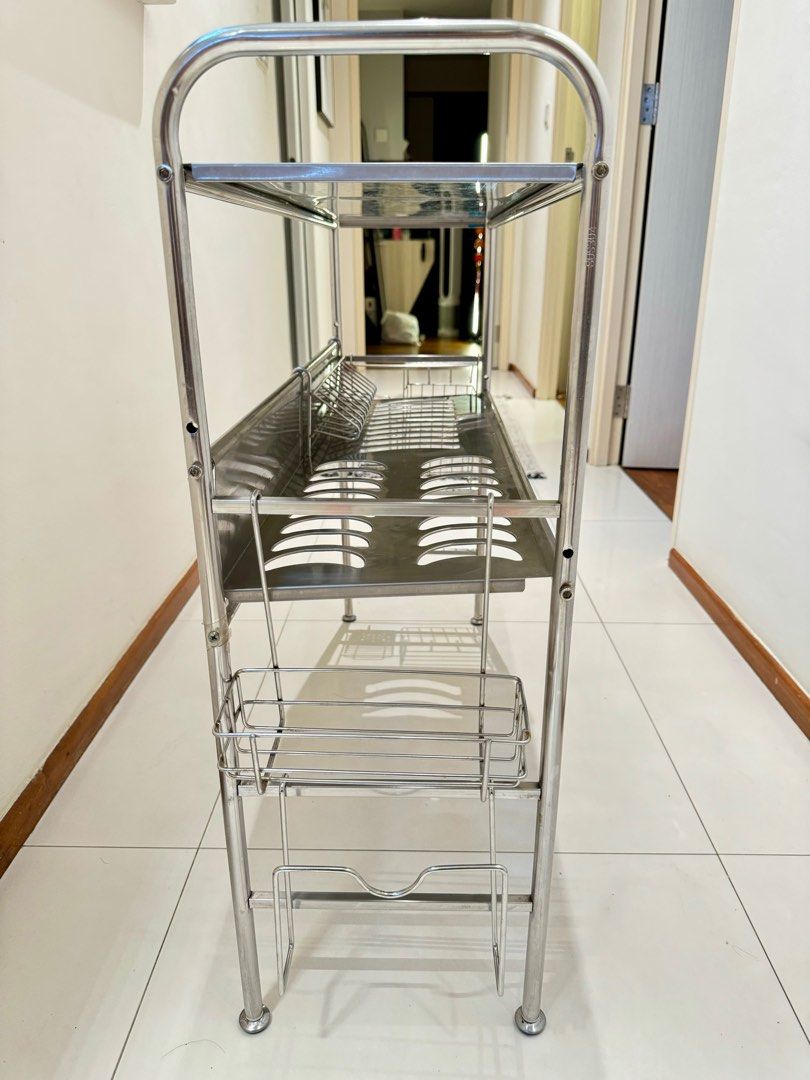 Stainless Steel Kitchen / Basin Dish Drying Rack with plates holder ...