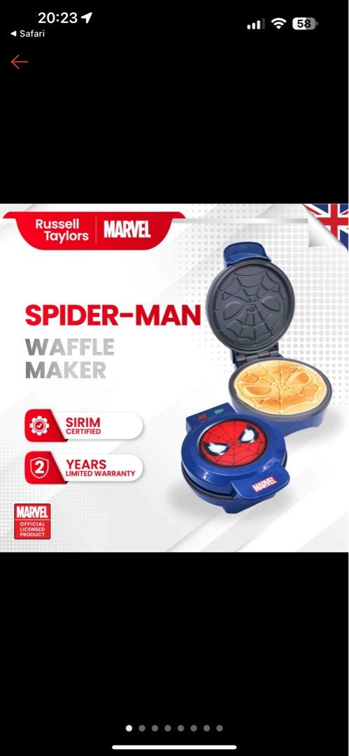 Taylor Russel Waffle Maker Marvel Spider Man Edition, TV & Home ...