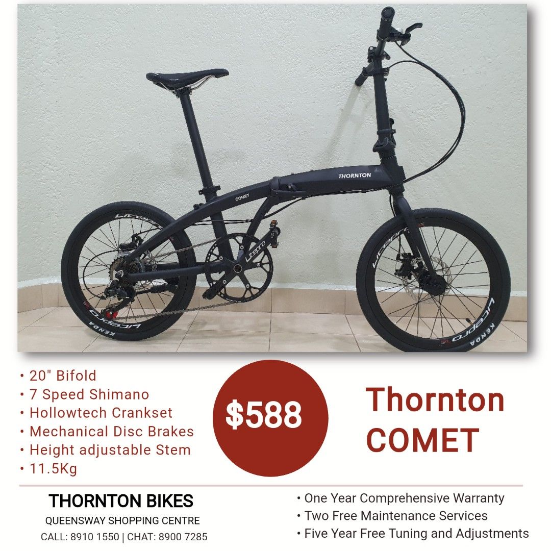 Thornton Comet. Bifold 7 Speed Shimano, Mechanical Disc Brakes ...