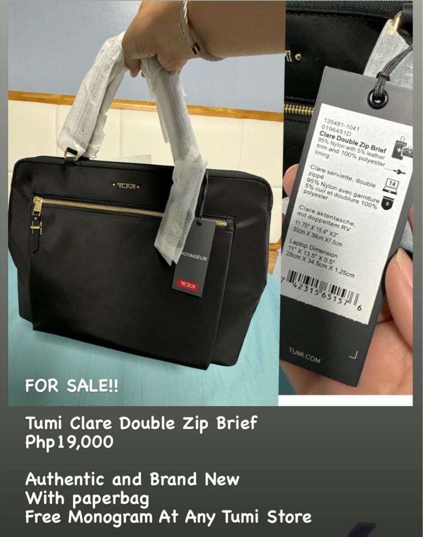 Tumi Claire Double Zip Brief Laptop Bag, Luxury, Bags & Wallets on ...