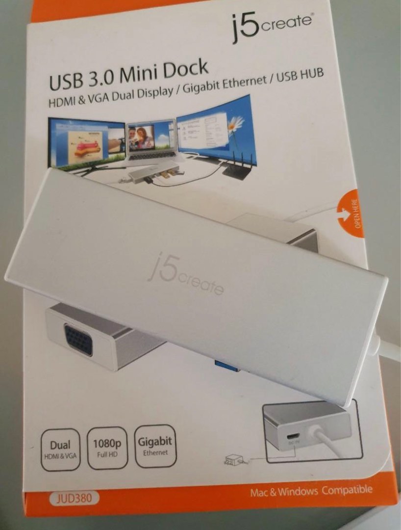 Usb 3 mini dock HDMI & VGA Dual Display/Gigabit Ethernet/ USB Hub ...