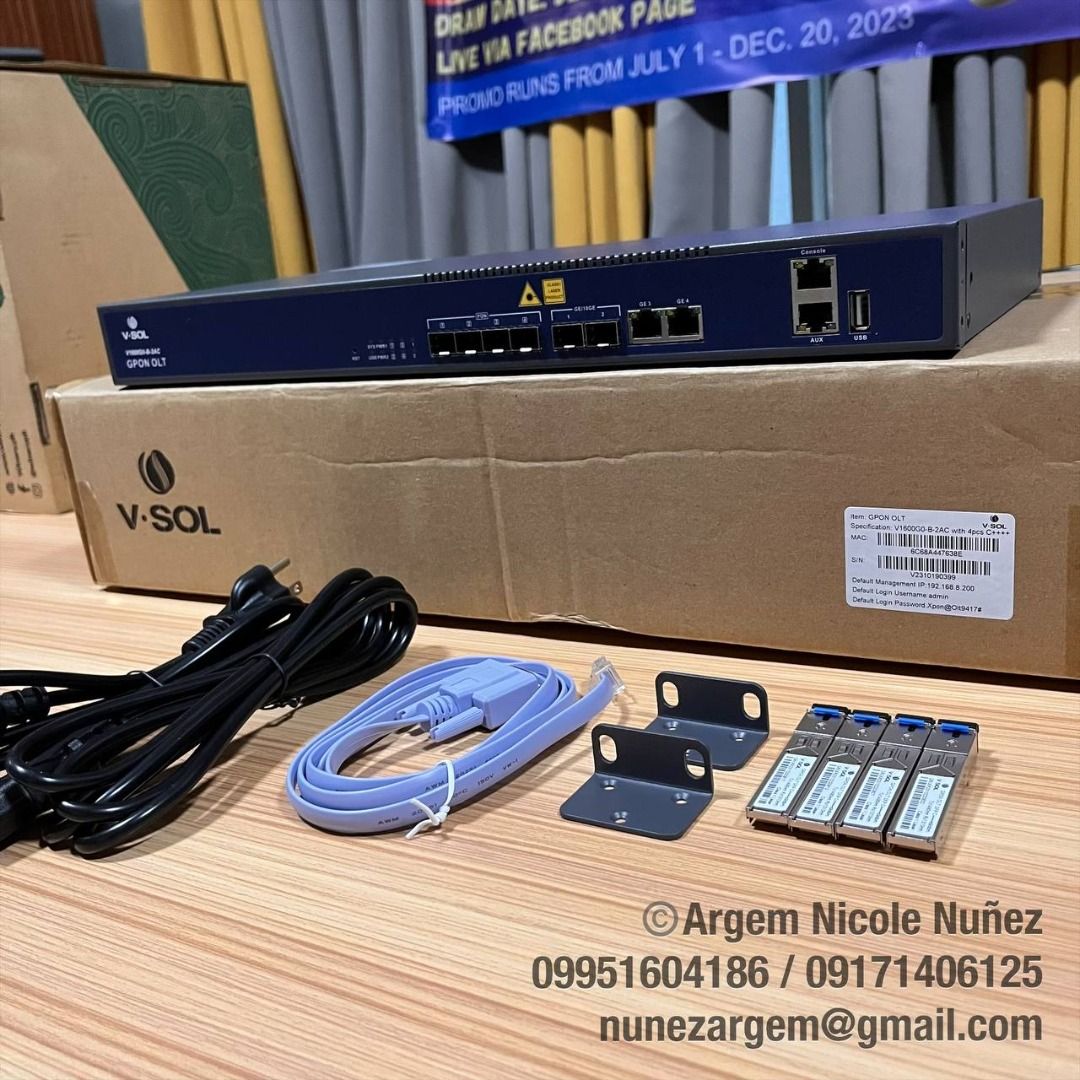 VSOL V1600G0-B-2AC GPON 4Port -4*GPON,2GE(RJ45)+2*10GE(SFP+) Dual power, Computers & Tech, Parts ...