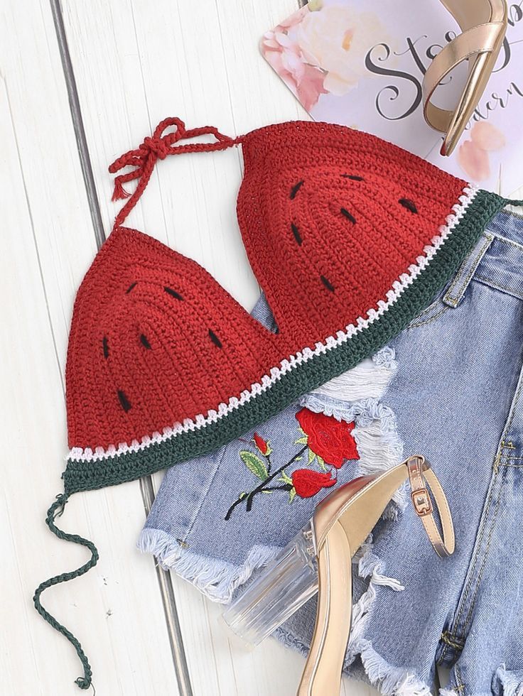 Watermelon crochet bra, Women's Fashion, Swimwear, Bikinis & Swimsuits ...