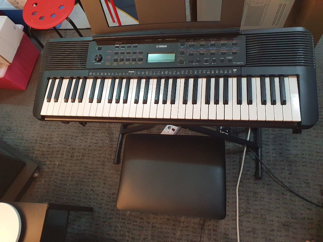YAMAHA PSRE-273 portable keyboard + stamd + bench + pedal, Hobbies ...