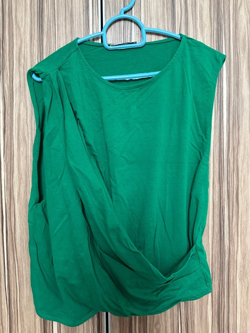 Zara Green sleeve less top, Women's Fashion, Tops, Sleeveless on Carousell
