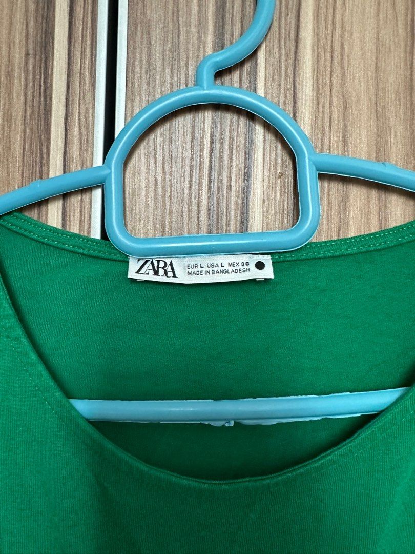 Zara Green sleeve less top, Women's Fashion, Tops, Sleeveless on Carousell