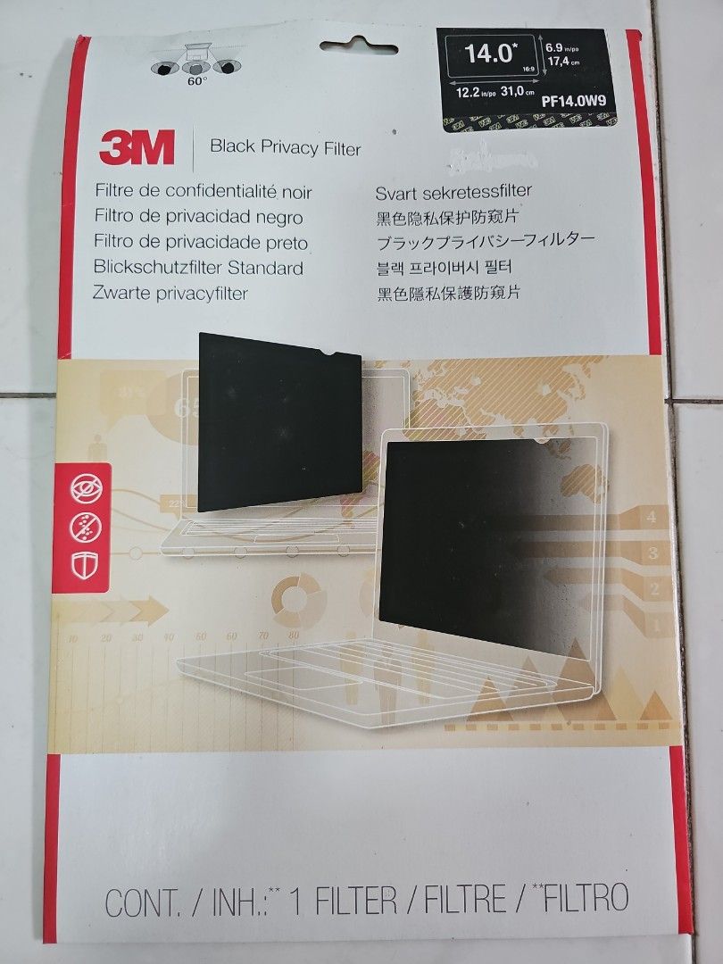 3M 14" Laptop Black Privacy Filter, Computers & Tech, Laptops ...