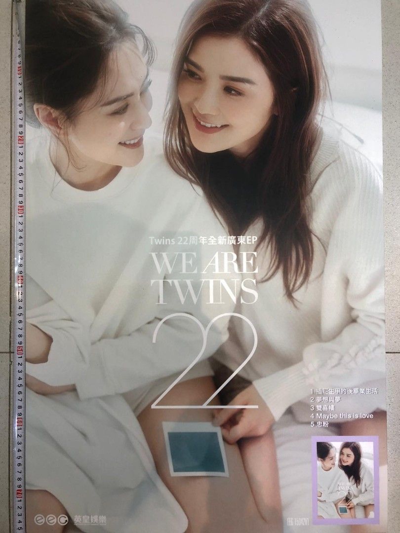 宣傳海報 Foamboard Twins 22周年EP/CD/LP周邊（大/小）, 興趣及遊戲, 收藏品及紀念品, 明星周邊 - Carousell