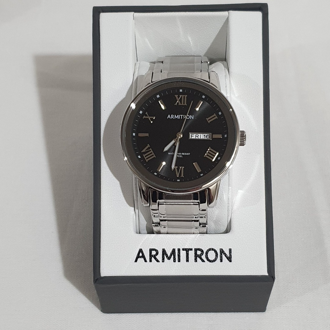 Armitron Men's Silver-Tone Bracelet Watch - Silver/Black, Men's Fashion ...