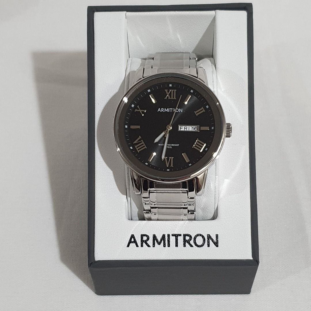 Armitron Men's Silver-Tone Bracelet Watch - Silver/Black, Men's Fashion ...