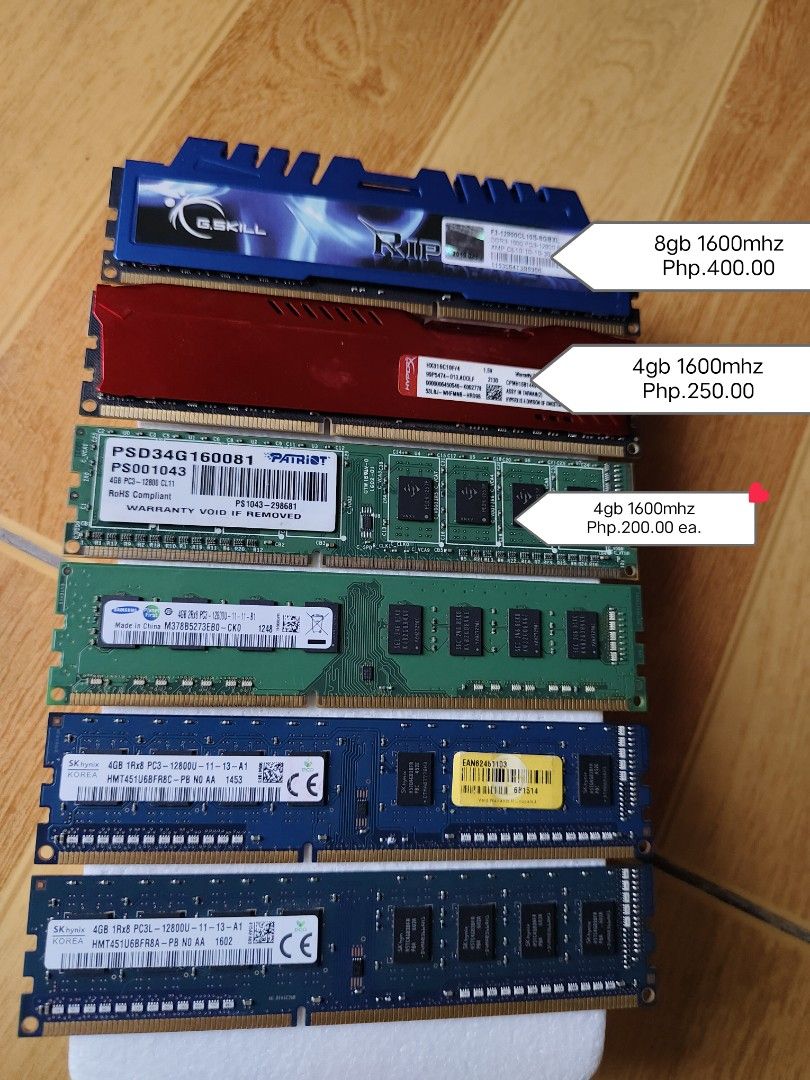 Assorted RAM Bulacan area, Computers & Tech, Parts & Accessories, Computer Parts on Carousell