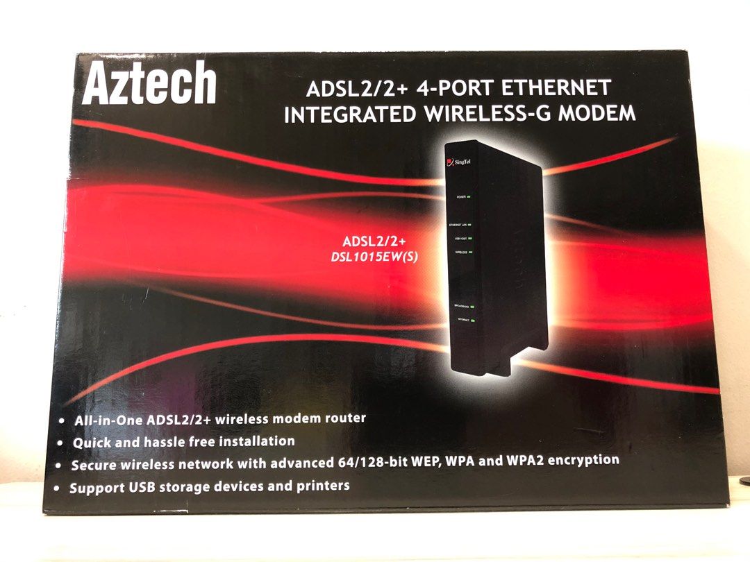 Aztech 4-port ADSL 2/2+ Ethernet Modem Router, Computers & Tech, Parts ...