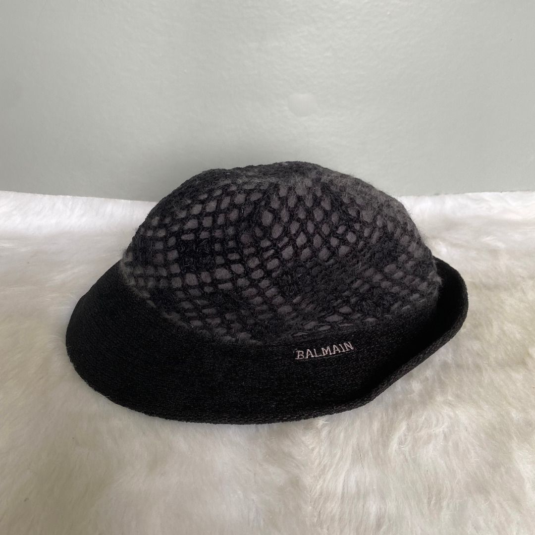 Balmain Paris Black Crochet Bucket Hat, Women's Fashion, Watches ...