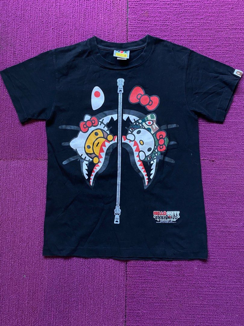 Bape x hello kitty Shark tshirt, Women's Fashion, Tops, Shirts on Carousell