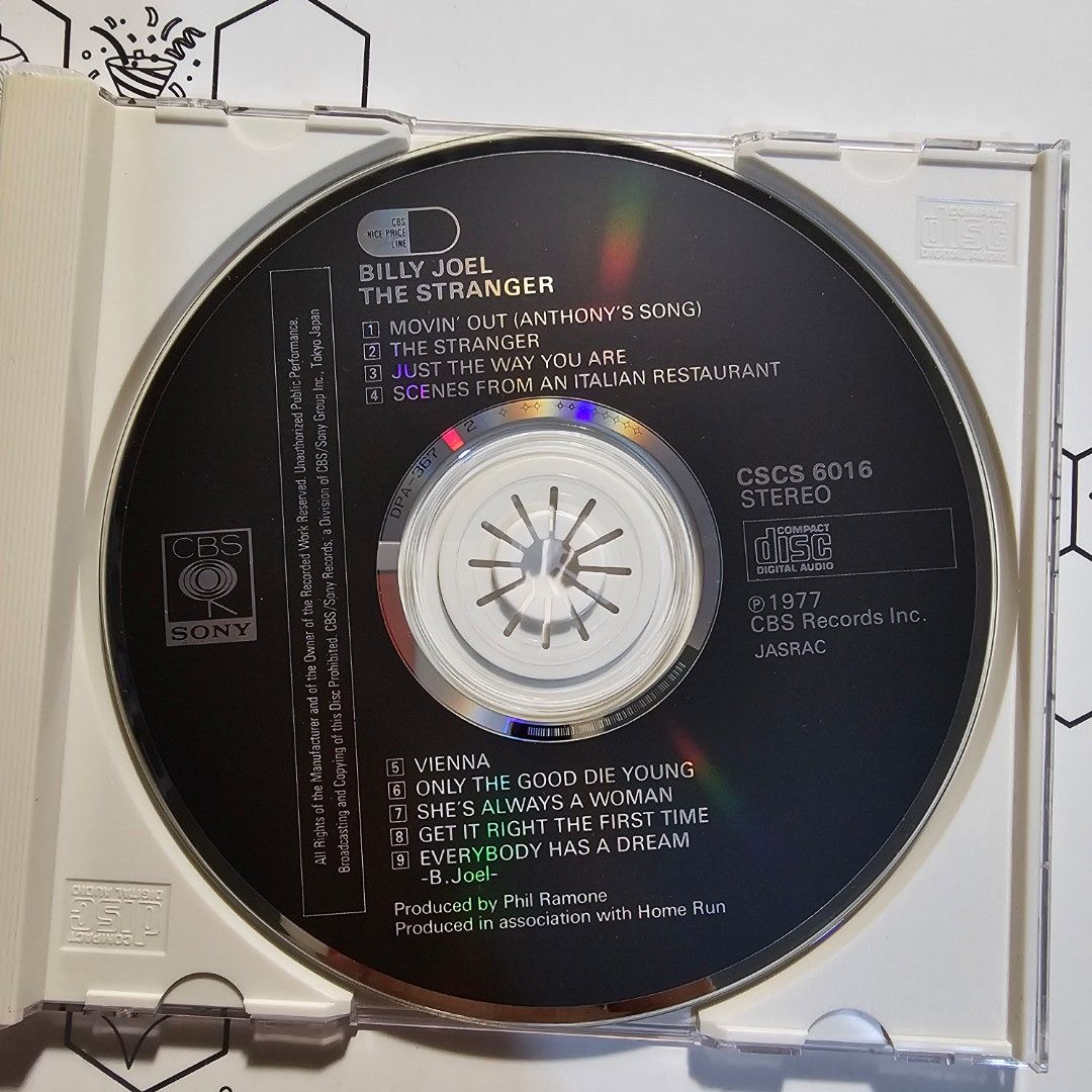 Billy Joel - The Stranger - CD Mint - Made in Japan, Hobbies & Toys ...