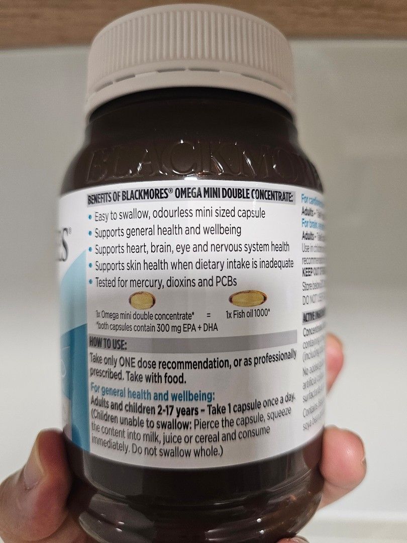 Blackmores Omega Mini Double Concentrate (400) (Exp Nov 2025), Health ...
