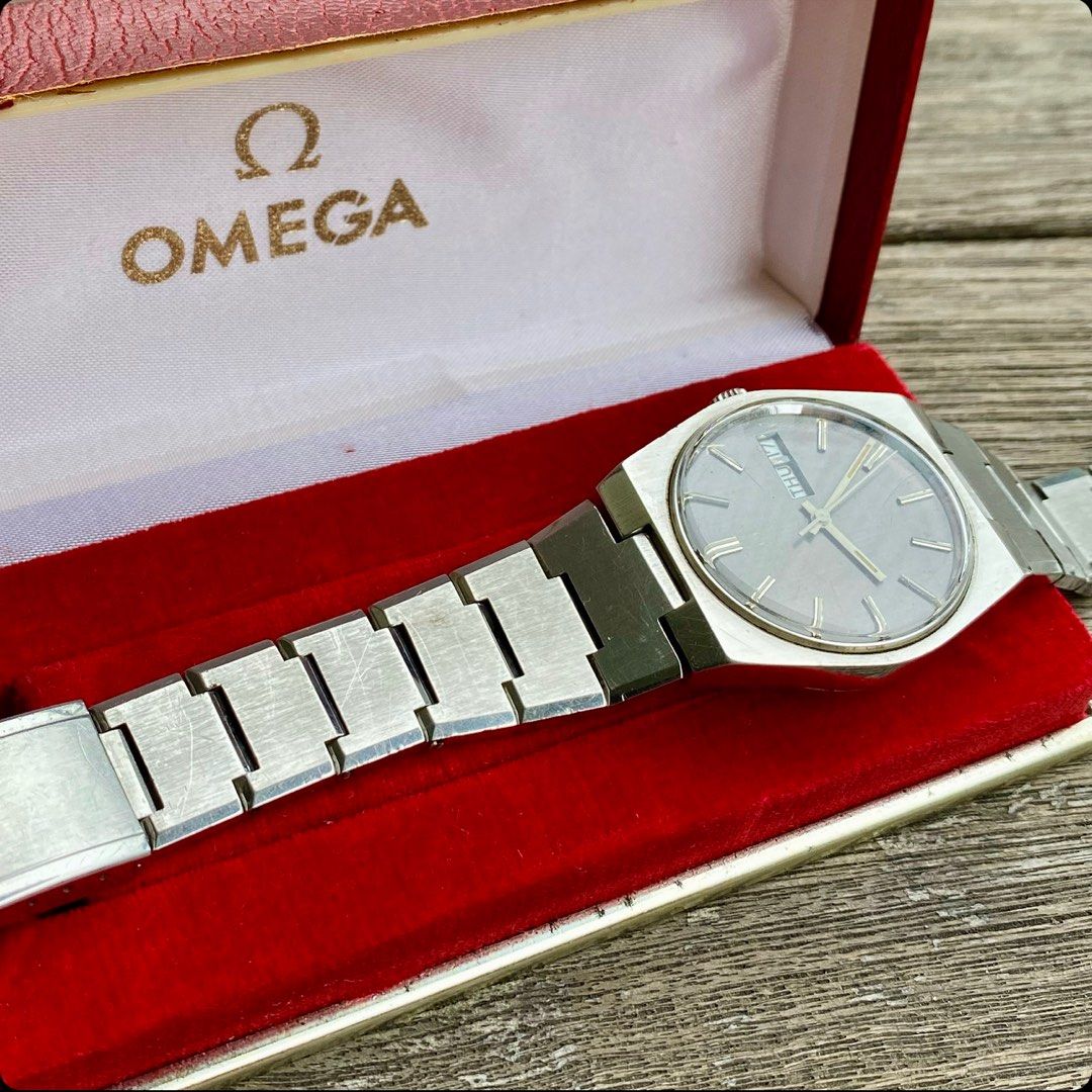(Box/Sharp case) Vintage Omega Geneve DAY DATE Taupe Grey, Luxury ...