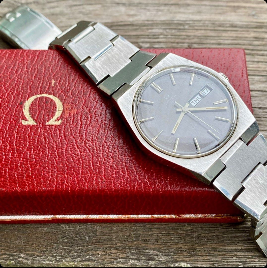 (Box/Sharp case) Vintage Omega Geneve DAY DATE Taupe Grey, Luxury ...