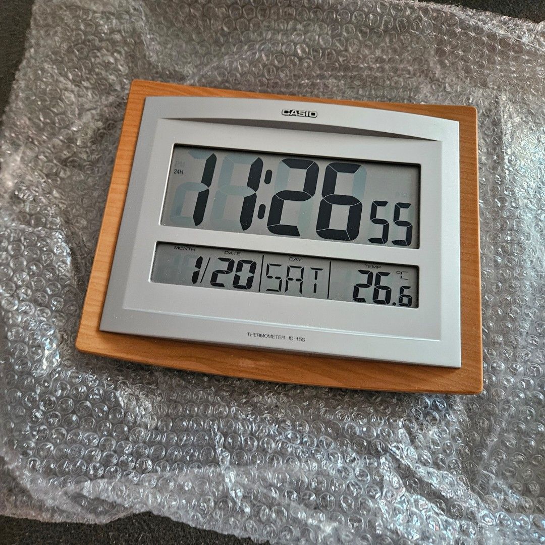 Casio ID-15s Digital Alarm+Thermometer Clock, Furniture & Home Living ...