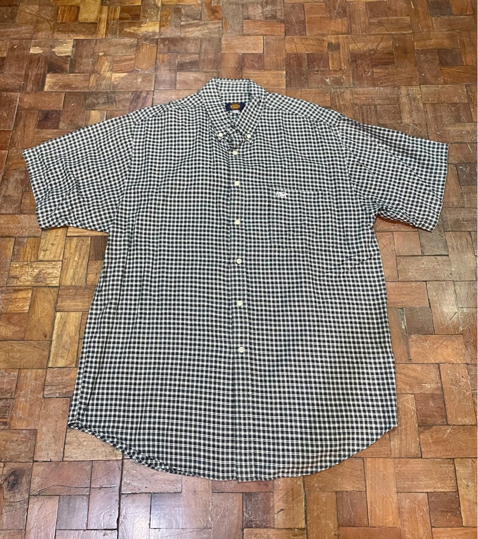 Checkered Vintage Short Button Down Polo, Men's Fashion, Tops & Sets ...