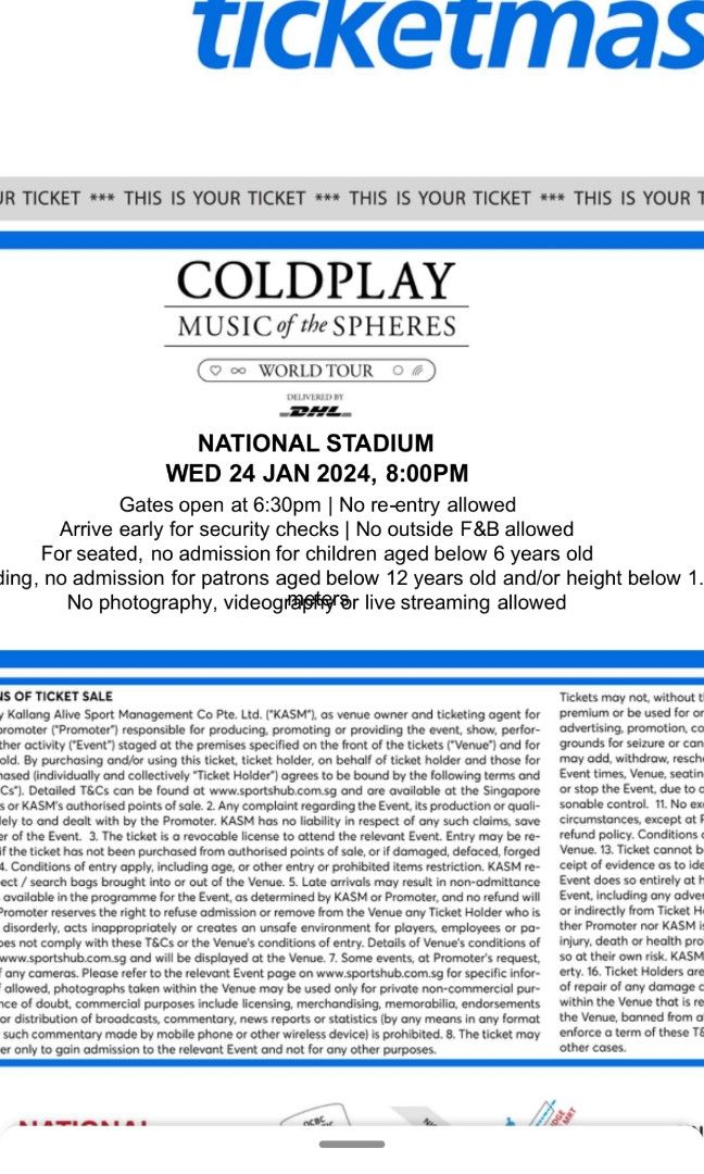 Coldplay 24 Jan 1x CAT4 TICKET, Tickets & Vouchers, Event Tickets on ...