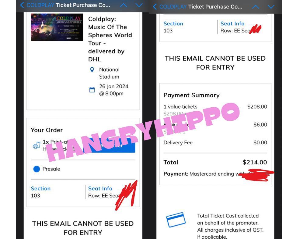 Coldplay 26 Jan - great tickets at face value, Tickets & Vouchers, Event Tickets on Carousell