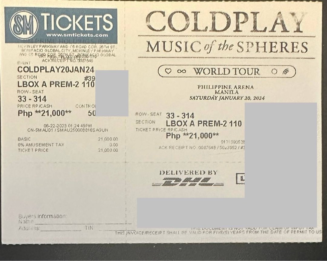 COLDPLAY MANILA JAN 20, Tickets & Vouchers, Event Tickets on Carousell