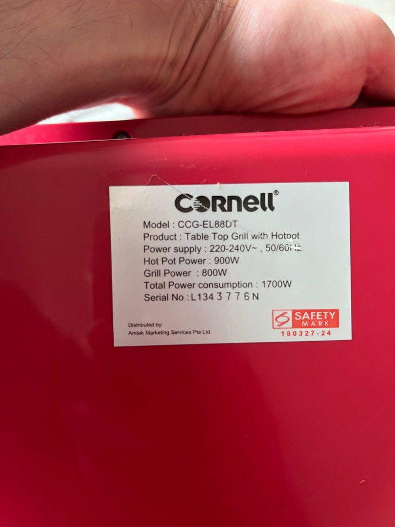 Cornell table top grill and hotpkt, TV & Home Appliances, Kitchen ...