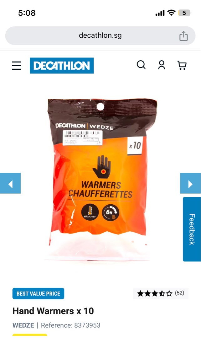 Decathlon Hand Warmers x10, Beauty & Personal Care, Hands & Nails on ...