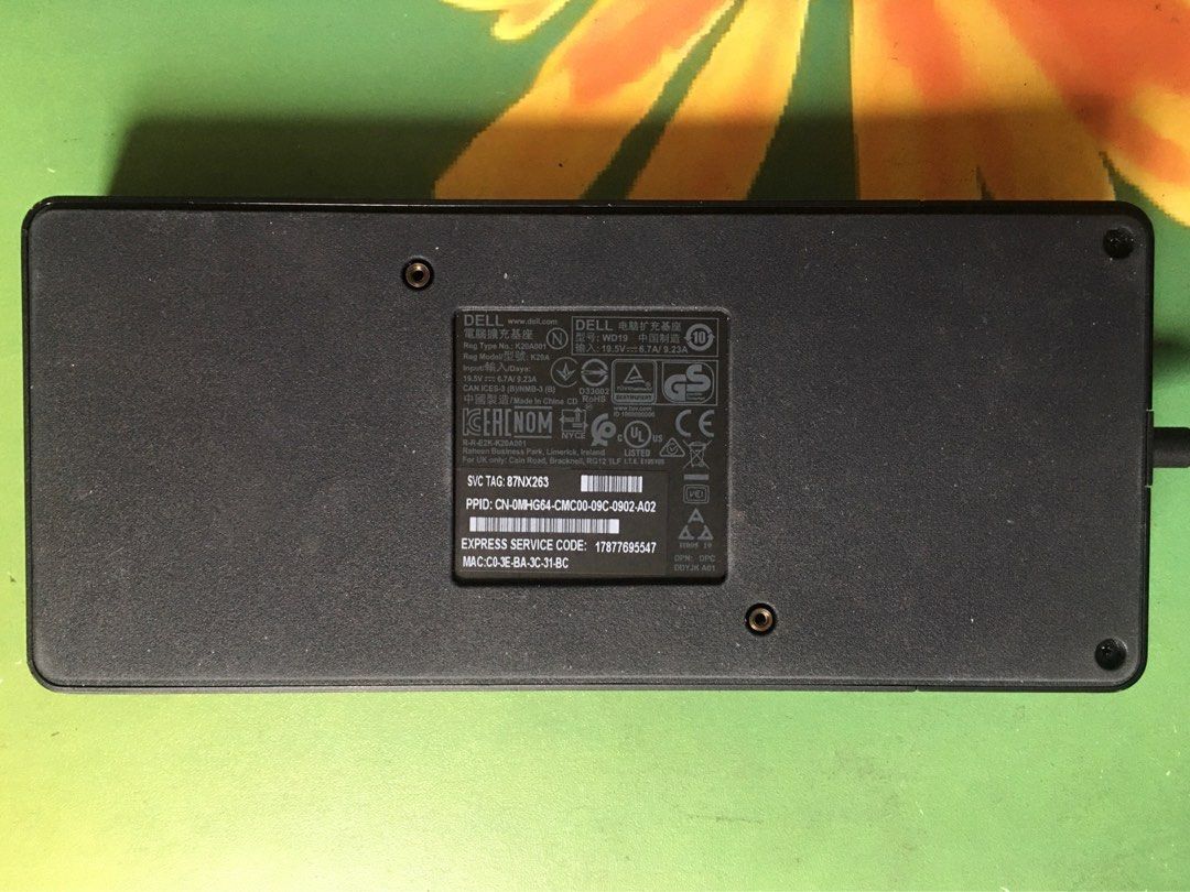Dell WD19/K20A 180W USB-C Docking Station Type-C Dock 多功能擴充基座, 電腦＆科技 ...