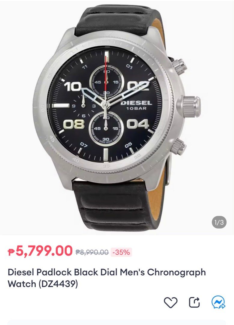 DIESEL PADLOCK WATCH, Men's Fashion, Watches & Accessories, Watches on ...