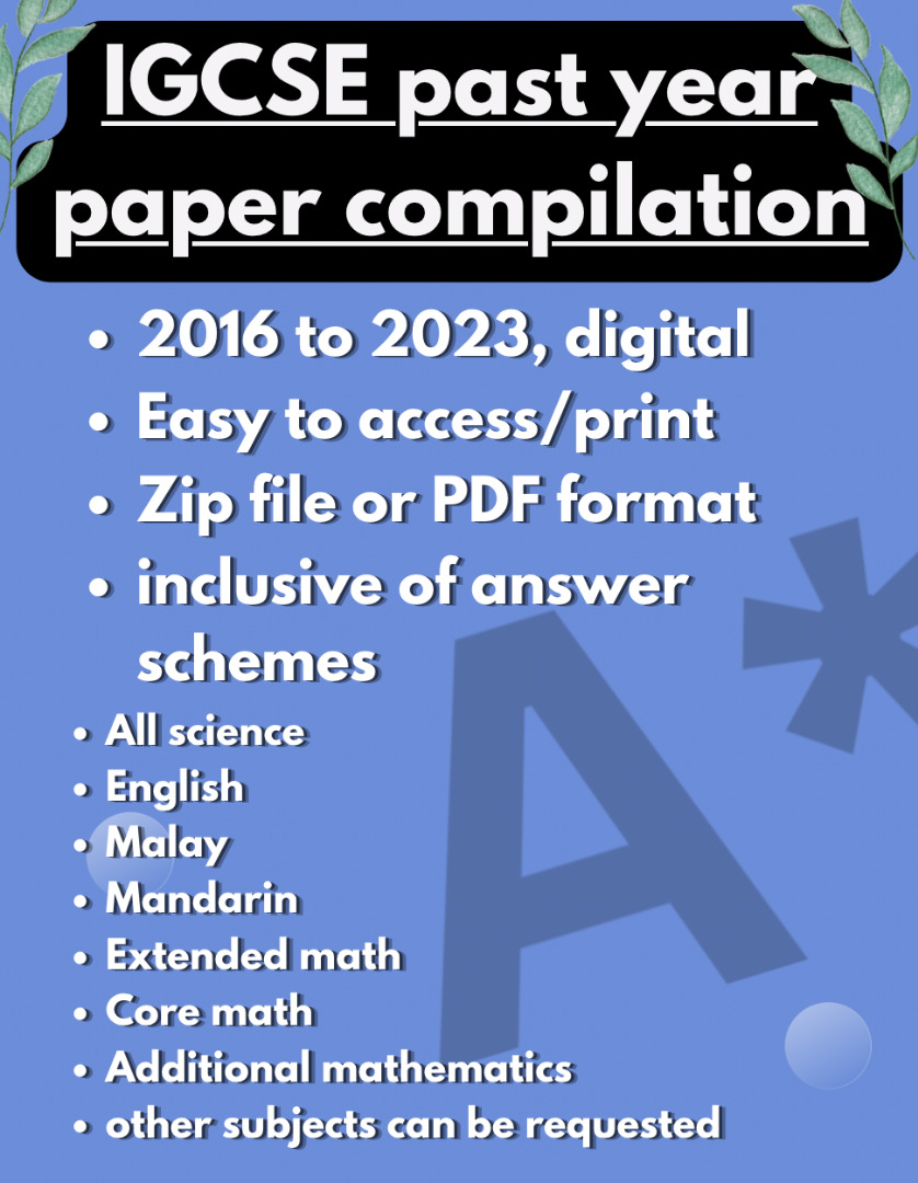 Digital compilation of IGCSE Past Year papers, from 2016 to 2023 ...