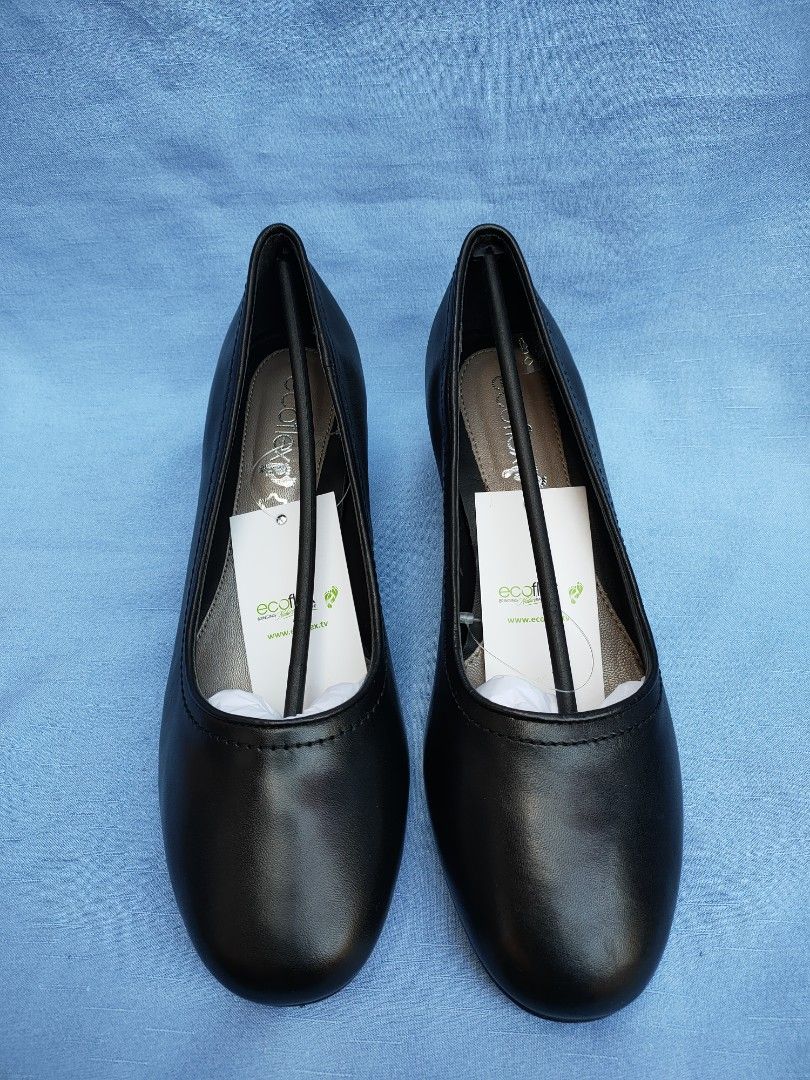Ecoflex Leather Black Heels (Cabin crew Shoes), Women's Fashion ...
