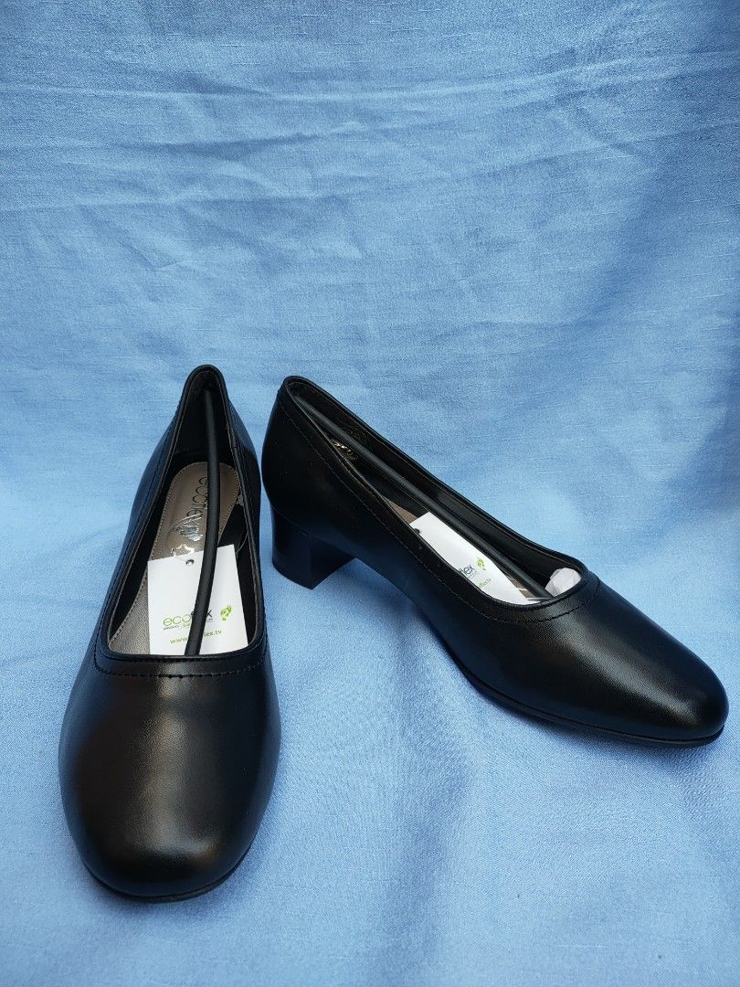 Ecoflex Leather Black Heels (Cabin crew Shoes), Women's Fashion ...