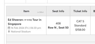 Ed Sheeran 2 x CAT 3 tickets, Tickets & Vouchers, Event Tickets on ...