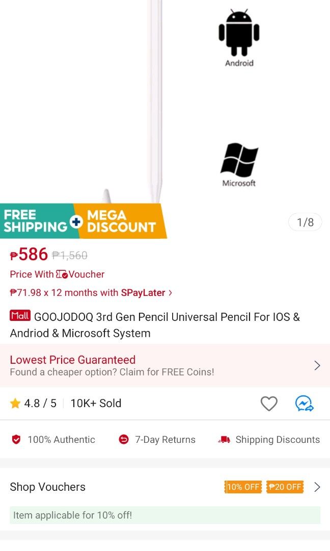 GOOJODOQ 3rd Gen Pencil Universal Pencil For I0S & Andriod & Microsoft ...