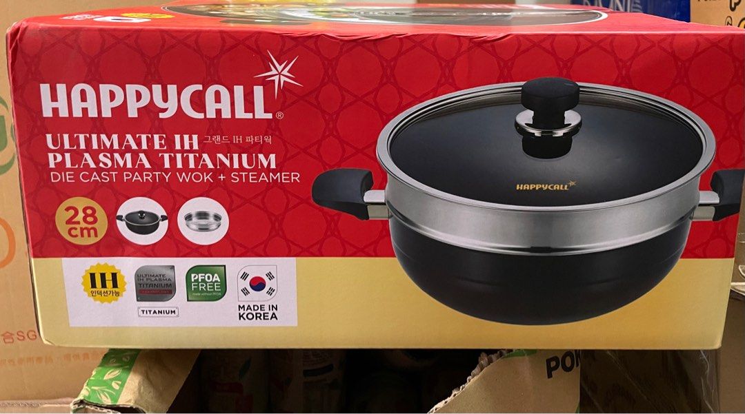 Happycall Ultimate In Plasma Titanium 28cm Party Wok With Steamer, TV ...