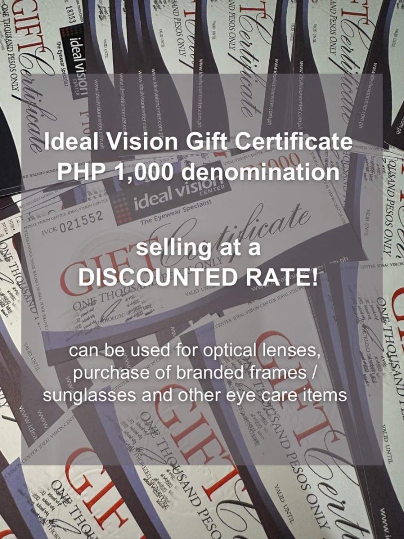 Ideal Vision Gift Cert, Tickets & Vouchers, Vouchers on Carousell