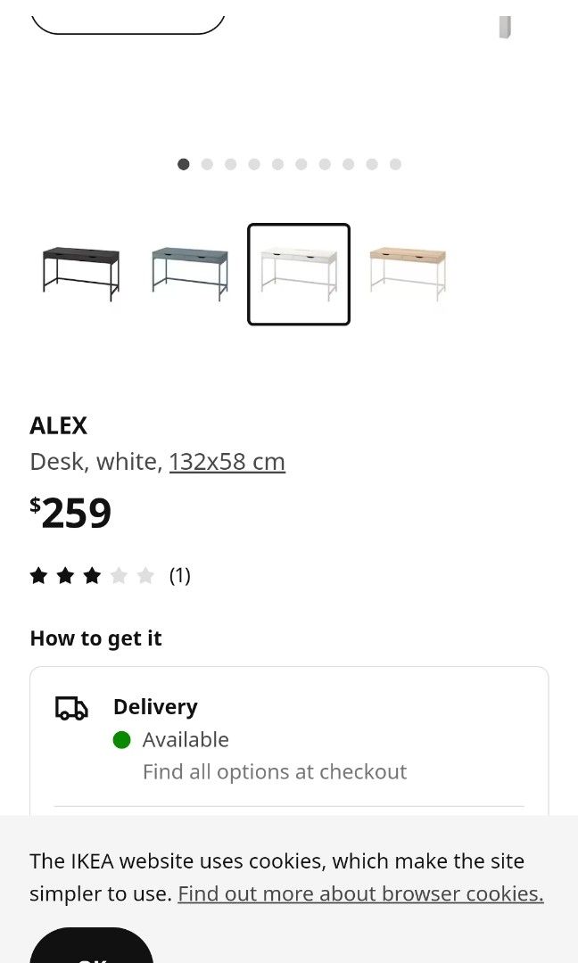 IKEA Alex Desk white, Furniture & Home Living, Furniture, Tables & Sets ...