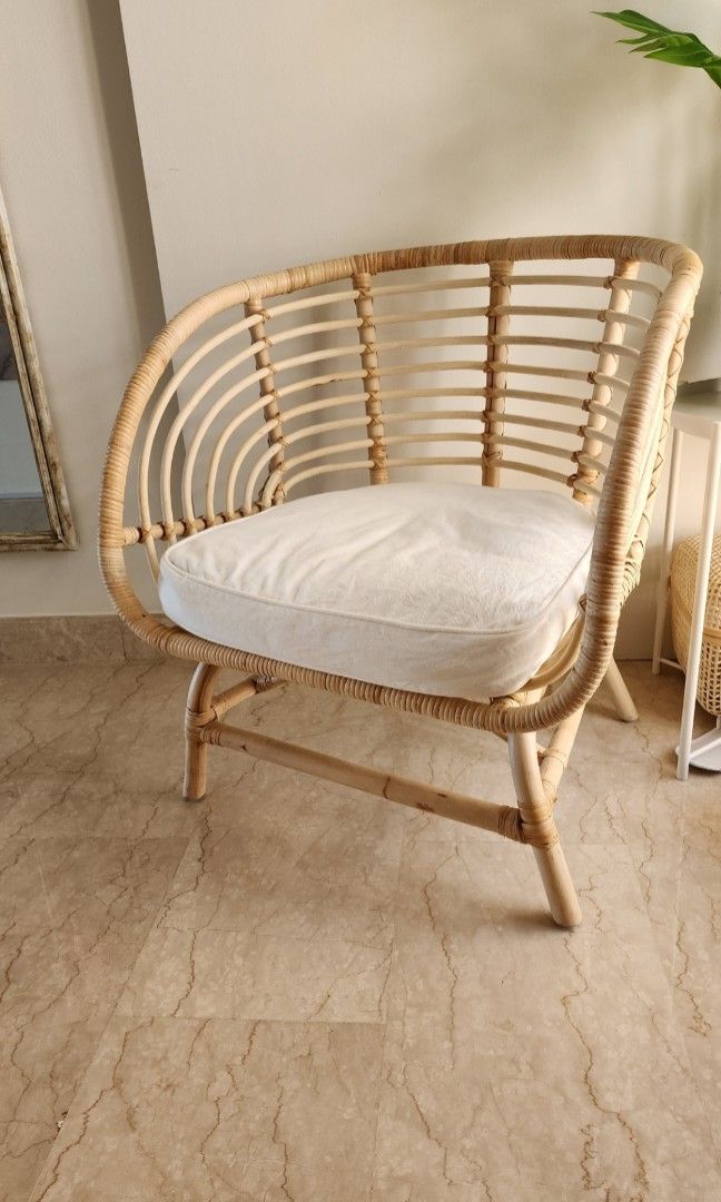 IKEA buskbo rattan arm chair, Furniture & Home Living, Furniture ...