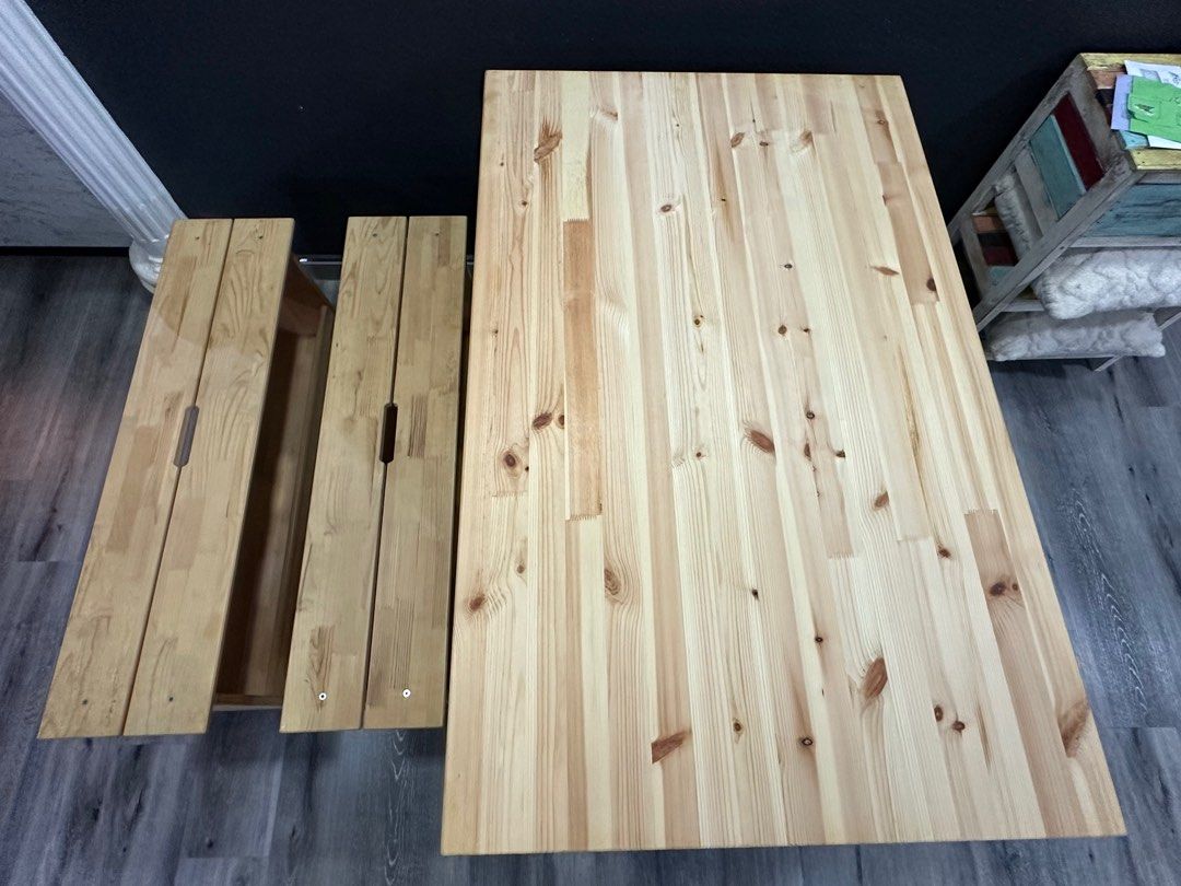 Ikea Ingo dining table with bench, Furniture & Home Living, Furniture ...